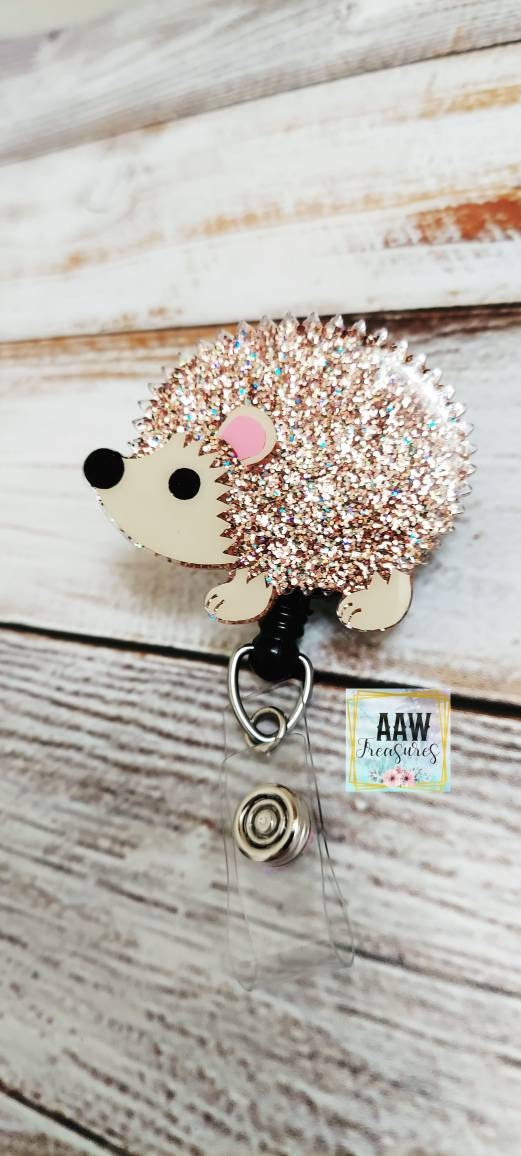 Cute hedge hog badge reel animal ID holder Retractable | Etsy