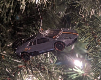 Lamborghini Aventador Blue Car Carrying Christmas Tree Christmas ...