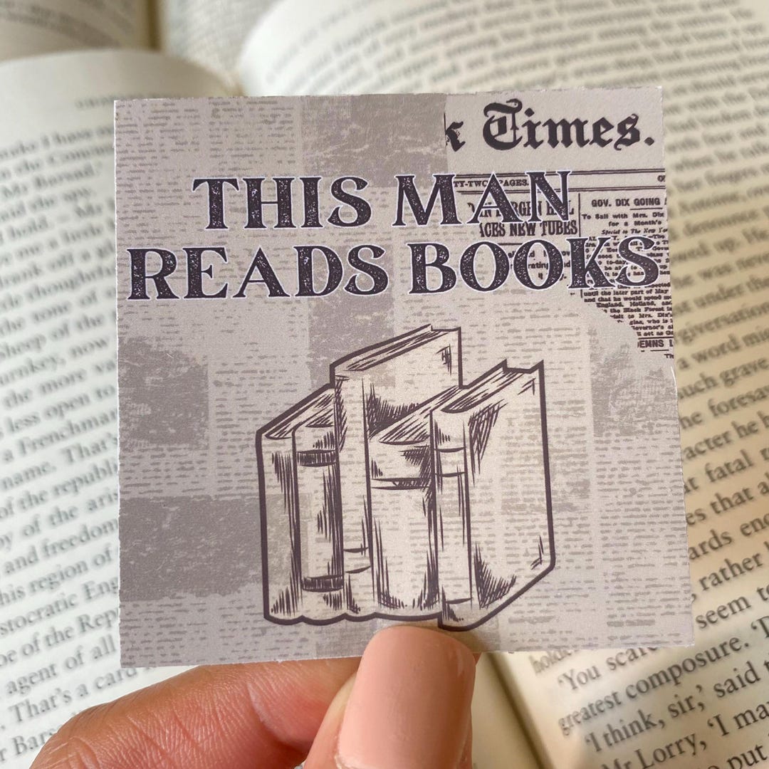Vintage Men's Newspaper Sticker, Size 2.5" X 2.5" | This Man Reads ...