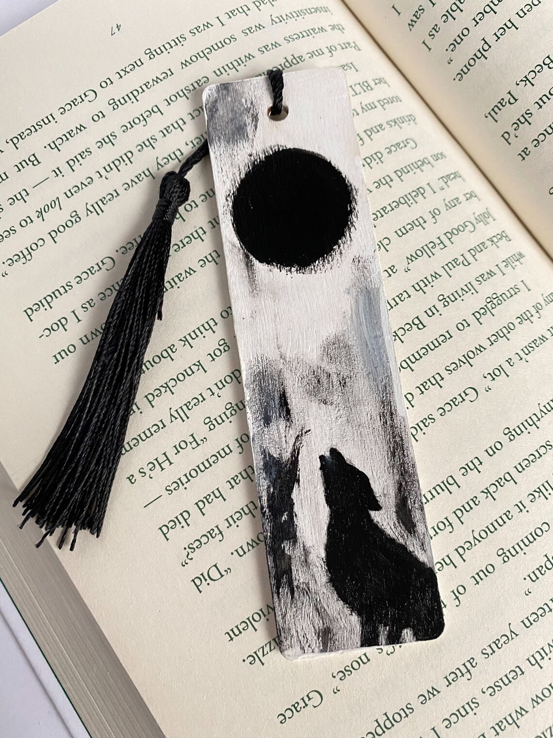 Wolf Moon Bookmark | Hand Painted | Wooden Bookmark | Reader Gifts ...