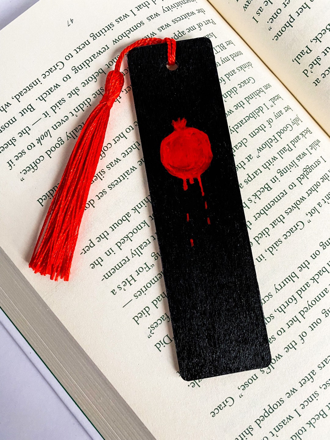Bleeding Pomegranate Bookmark | Hand Painted | Wooden Bookmark - Etsy