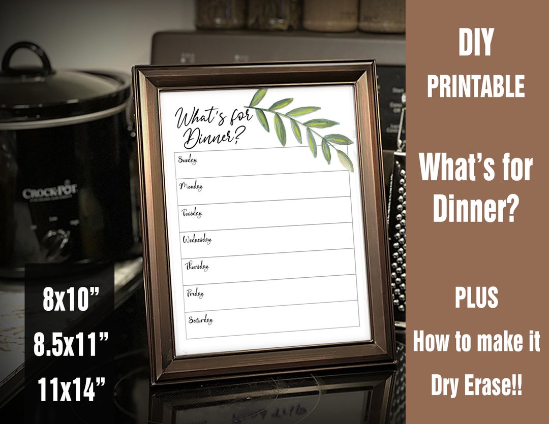 What's for Dinner PRINTABLE DIY Menu Sign 8x10 8.5x11 11x14 Printout ...