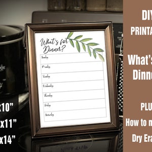 What's for Dinner PRINTABLE DIY Menu Sign 8x10 8.5x11 11x14 Printout ...