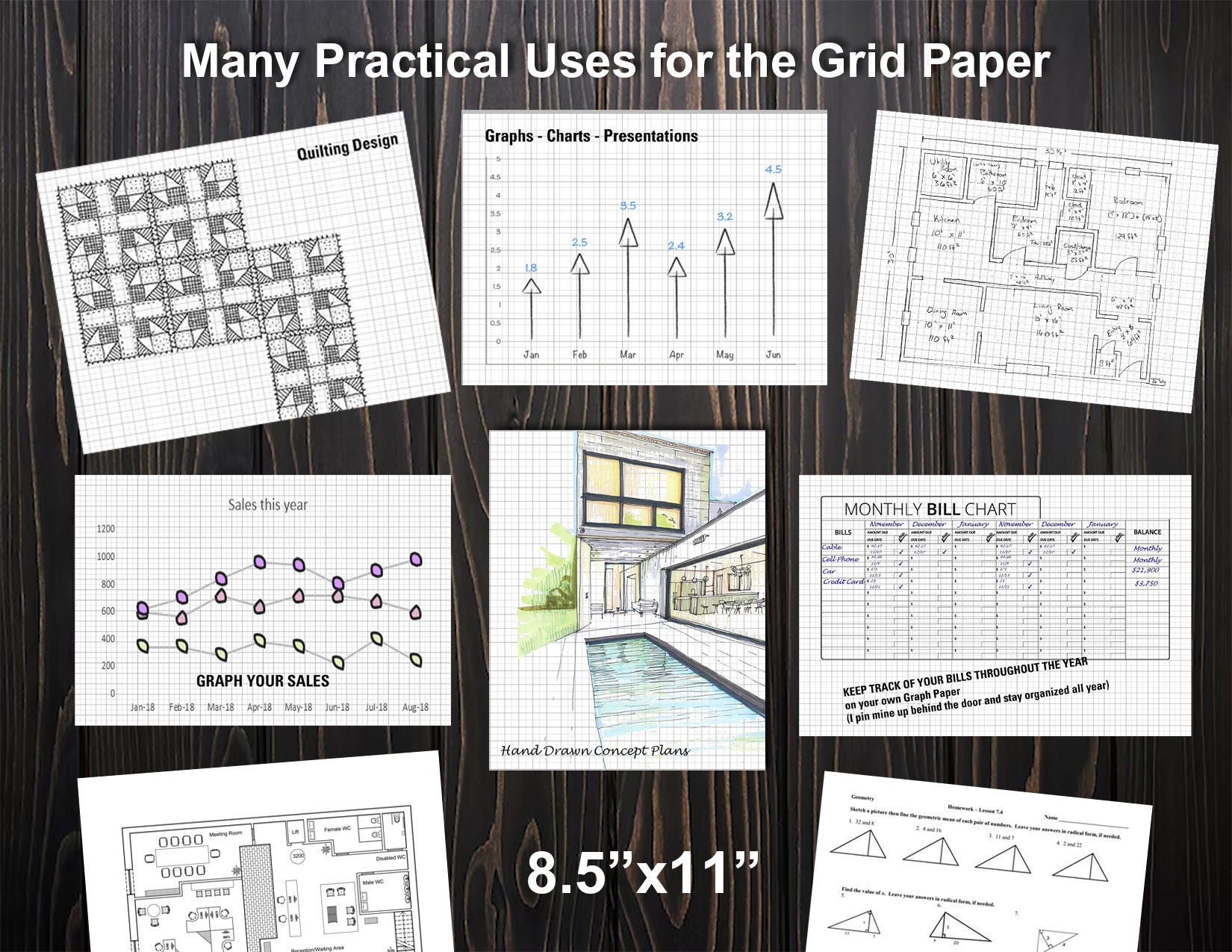 Grid Paper Design Instant Download Graph Paper 8.5x11 - Etsy