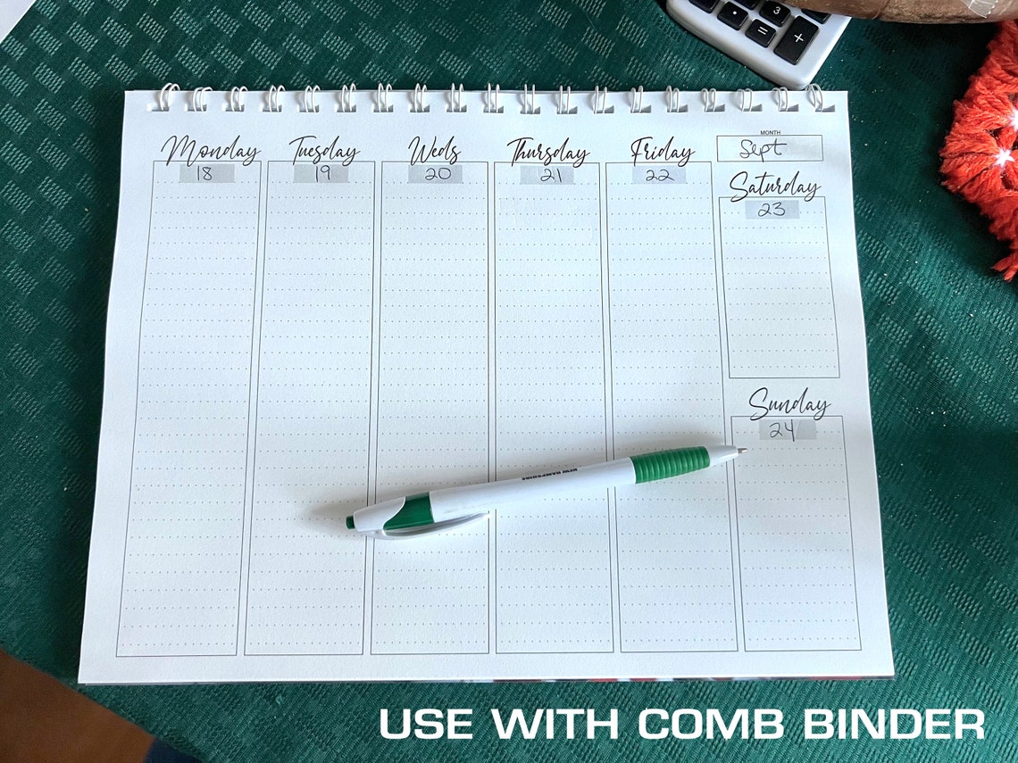 Checklist Style Weekly Calendar Sheet PRINTABLE 8.5x11 Reduce Stress ...