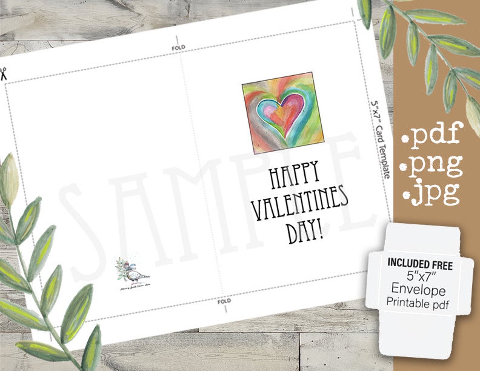 5x7 DIY Card Template Instant Download in 3 Formats 8.5x11 Template ...