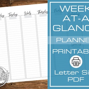 Checklist Style Weekly Calendar Sheet PRINTABLE 8.5x11 Reduce Stress ...