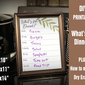 What's for Dinner PRINTABLE DIY Menu Sign 8x10 8.5x11 11x14 Printout ...