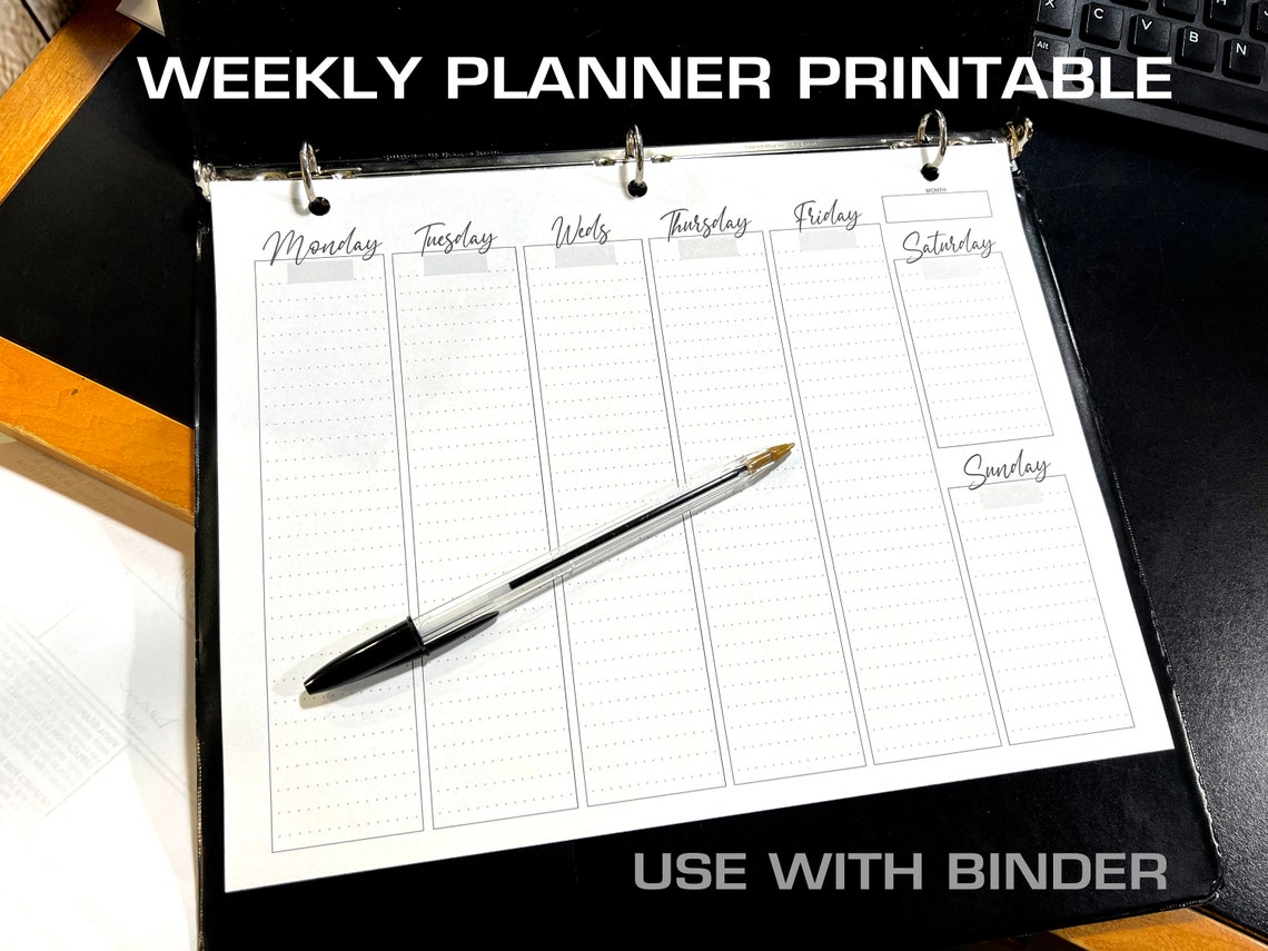 Checklist Style Weekly Calendar Sheet PRINTABLE 8.5x11 Reduce Stress ...