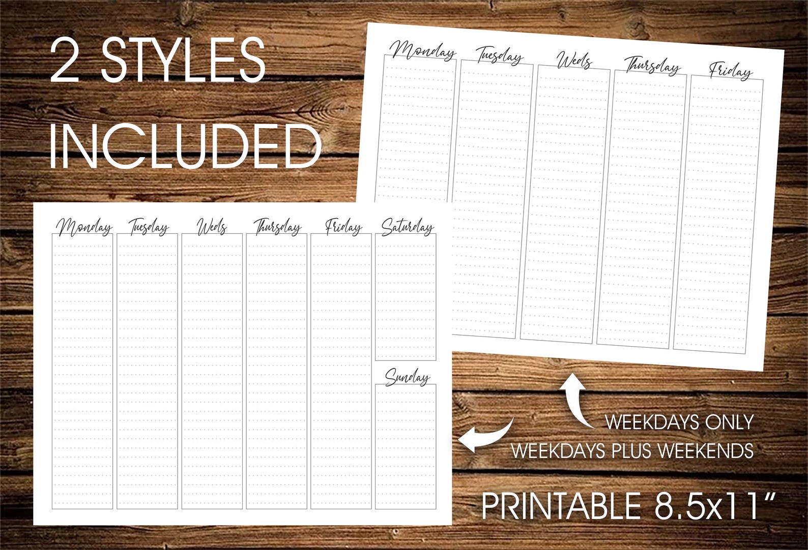 Checklist Style Weekly Calendar Sheet PRINTABLE 8.5x11 Reduce Stress ...