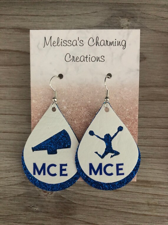 Cheerleading Glitter Megaphone Faux Leather Earrings - Etsy