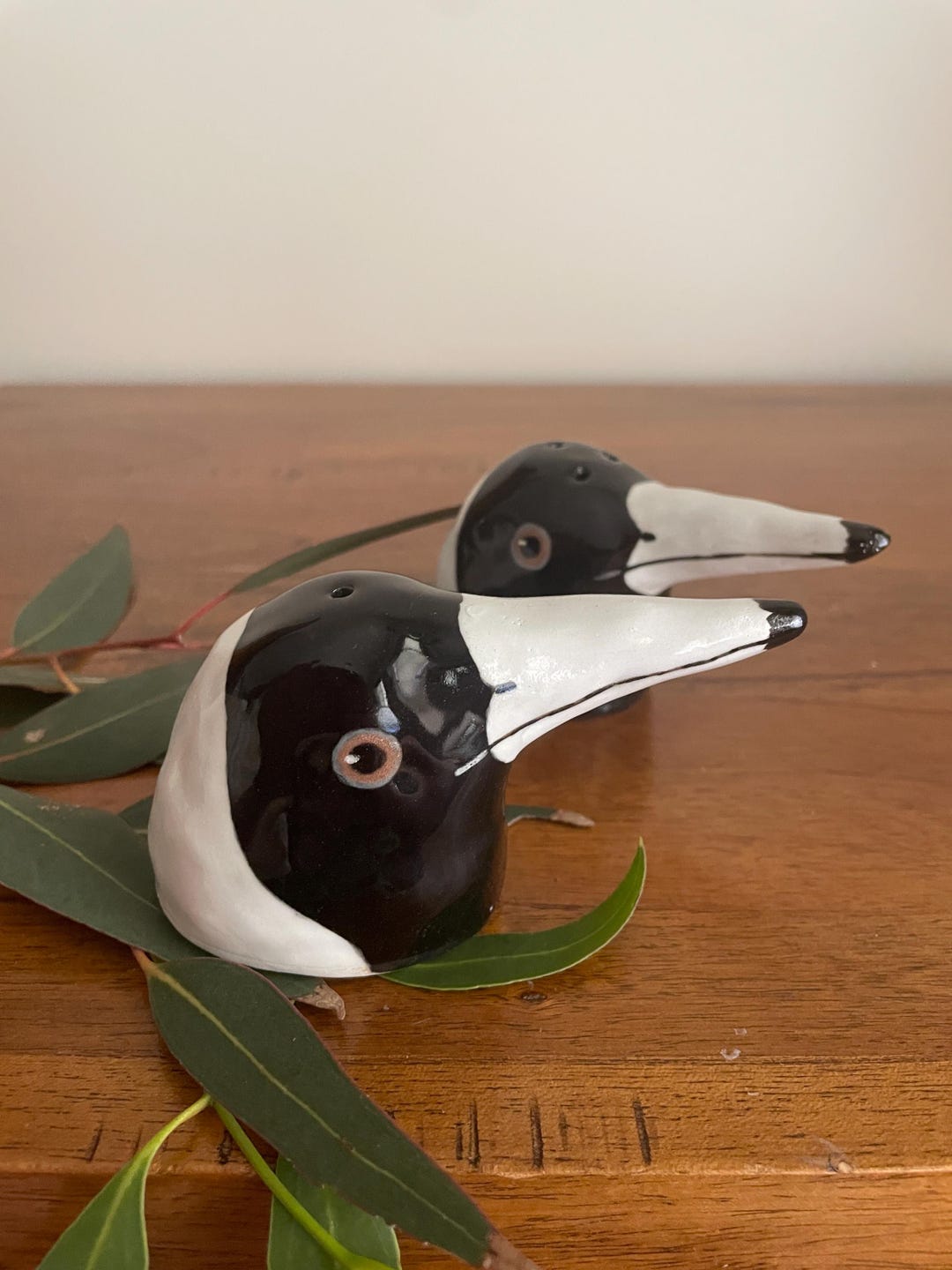 Handmade and Painted Australian Magpie Salt and Pepper Set - Etsy