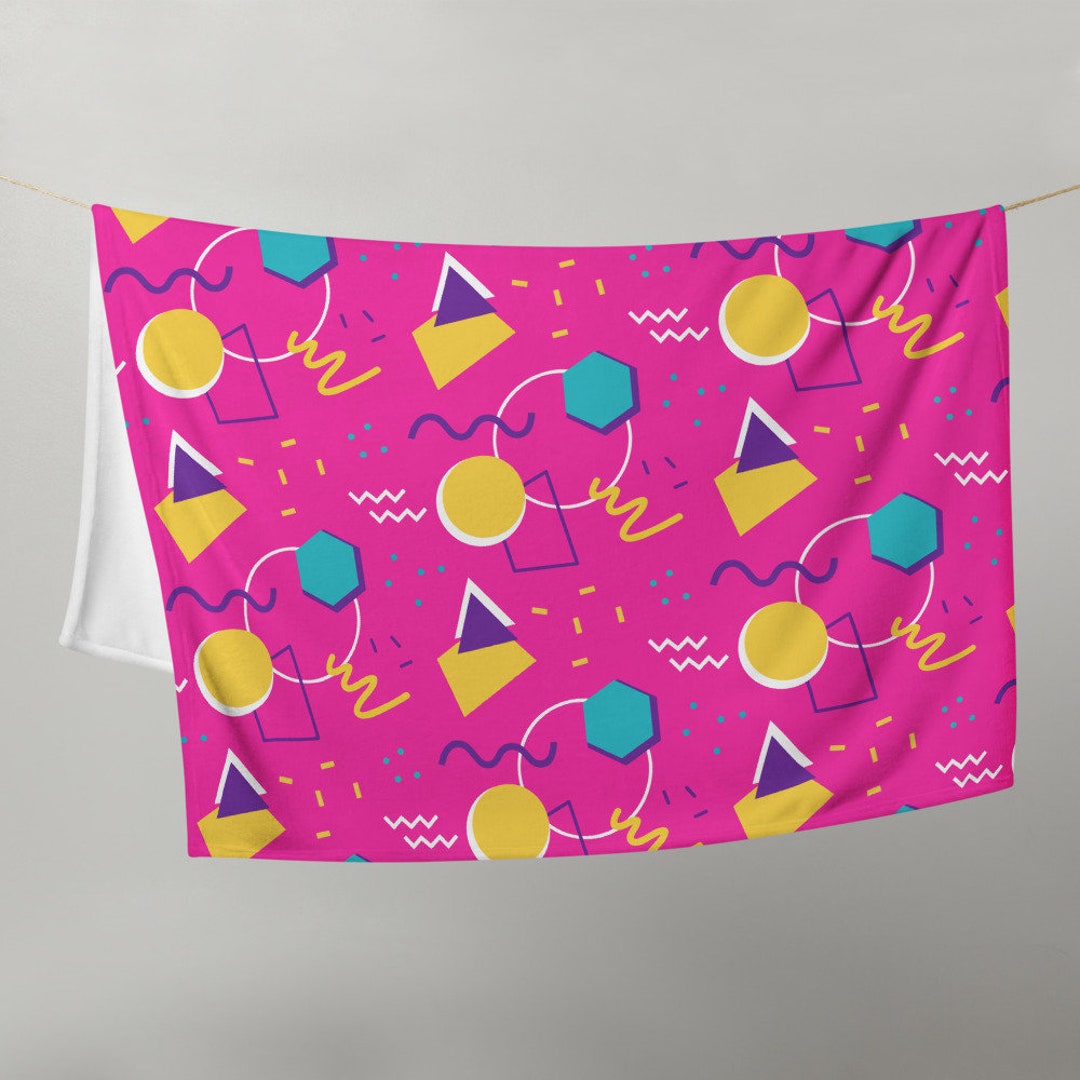 Retro 1980s 80s 1990s 90s Pink Memphis Style Geometric Print Soft ...