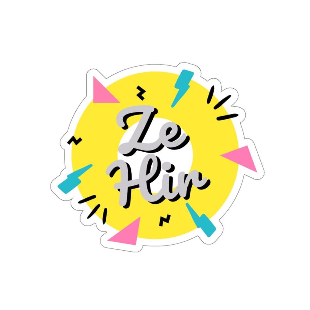 Ze Hir Preferred Pronouns Retro 90s Style Kiss-cut Sticker - Etsy