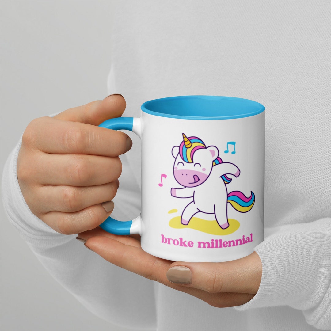 Broke Millennial Cute Kawaii Unicorn 11 Oz Ceramic Coffee Tea Mug ...