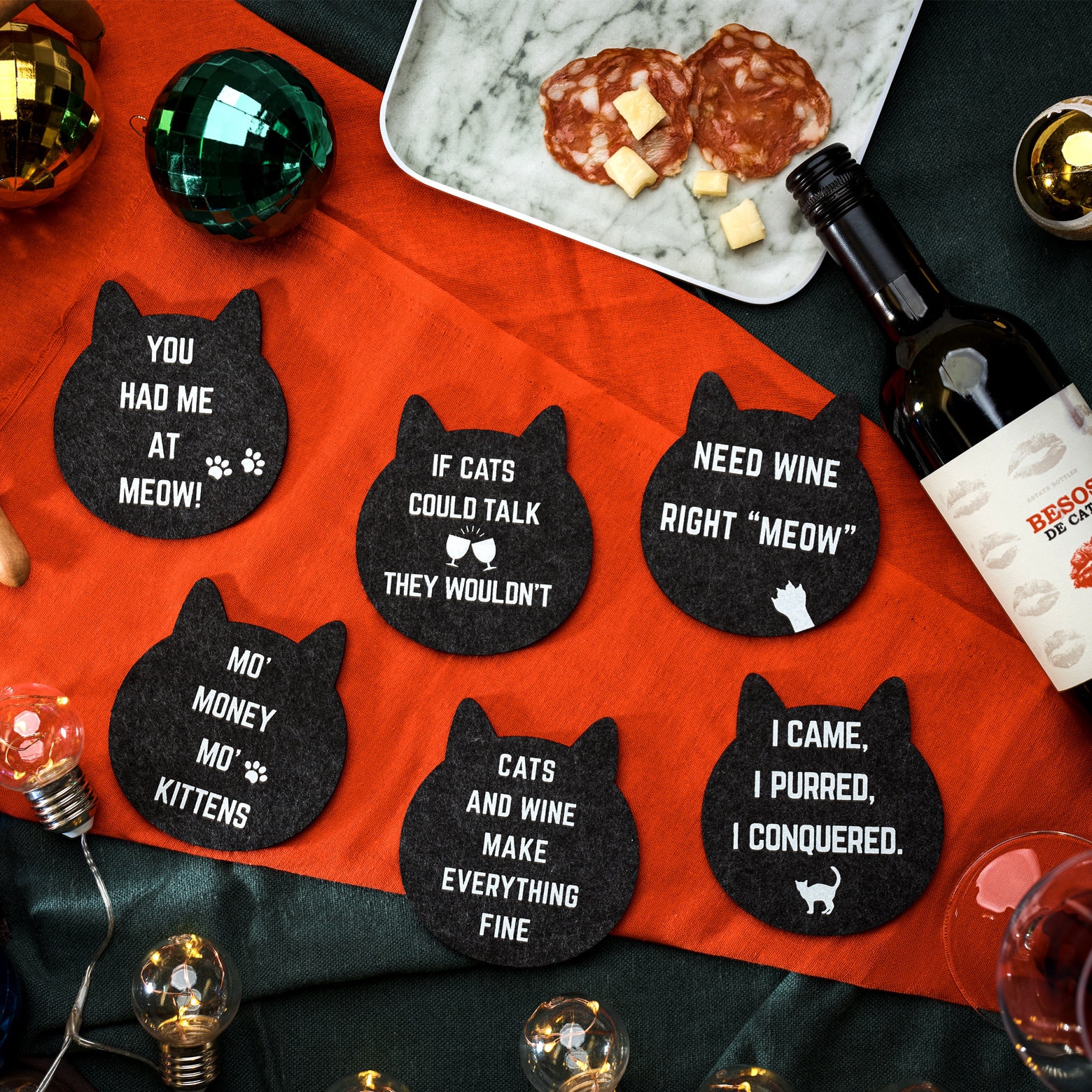 Funny Coasters Bar Coasters Absorbent Drink Coasters 6-sayings Cat ...