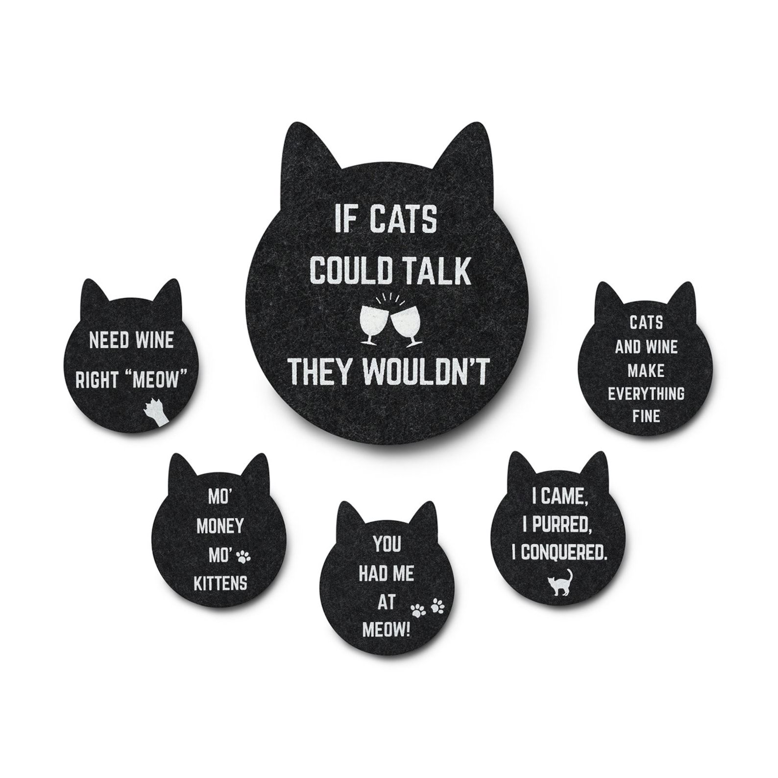 Funny Coasters Bar Coasters Absorbent Drink Coasters 6-sayings Cat ...