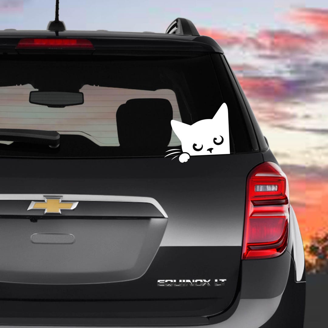 Peeking Cat Decal, Premium Vinyl Decal - Weatherproof & Easy to Apply ...
