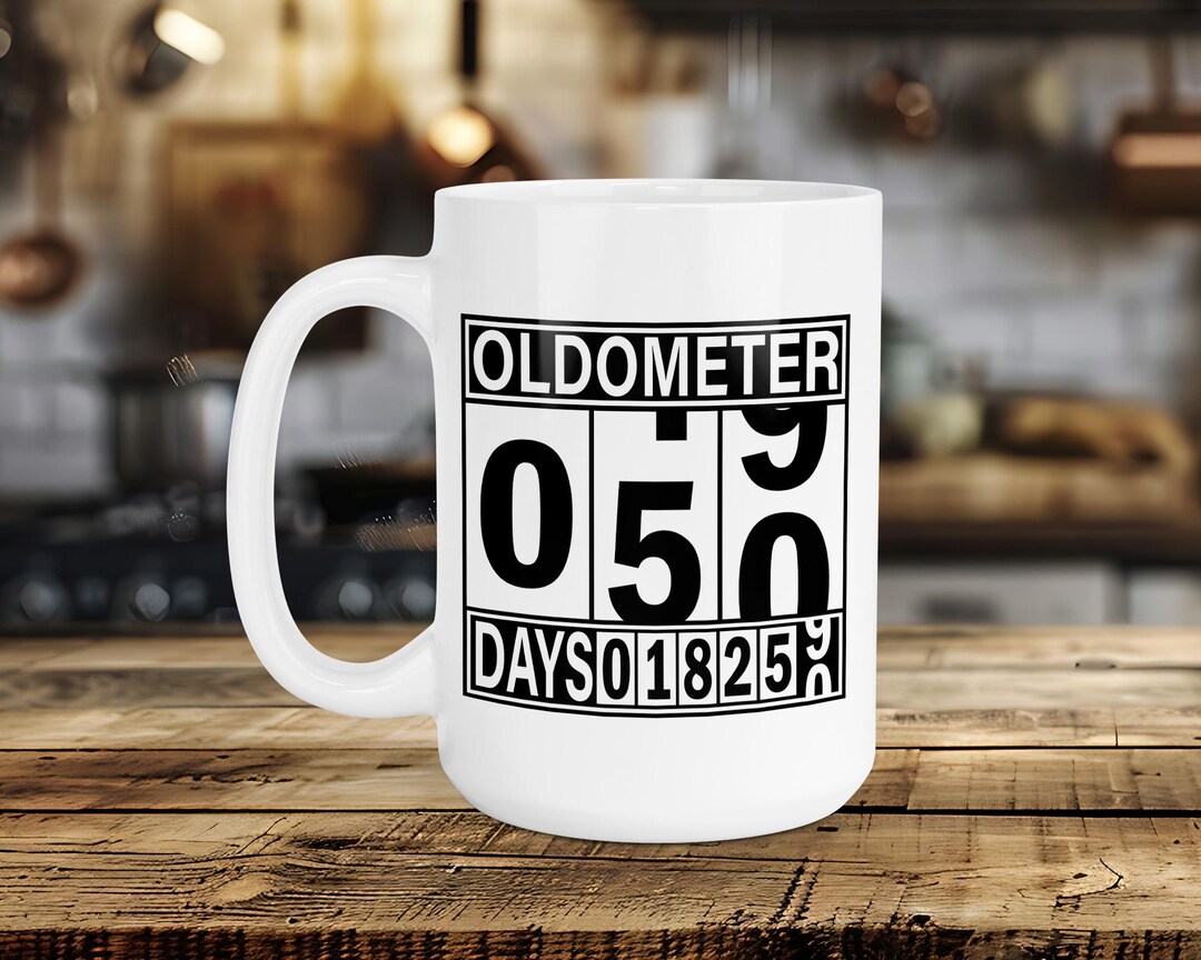 Funny Coffee Mug Oldometer 50th Birthday, Farmhouse Kitchen Ceramic Cup ...