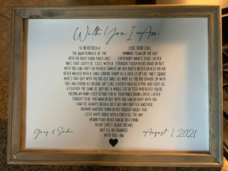 With You I Am Sign, Reverse Canvas, Lyric Sign, Wall Art, Personalized ...