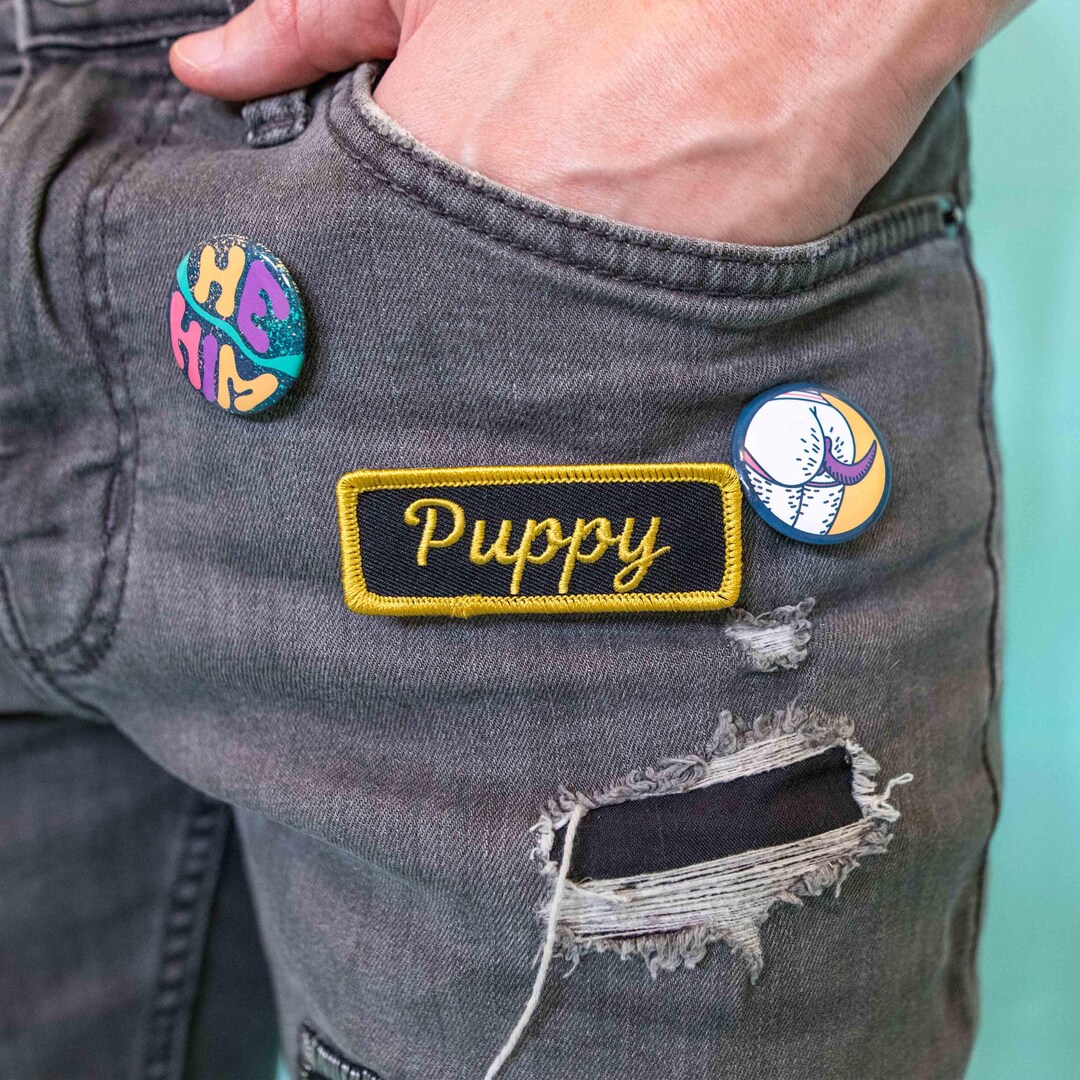 3 COLORS Puppy Patch | Puppy Play Iron-on Embroidery | Cute Queer Pup ...