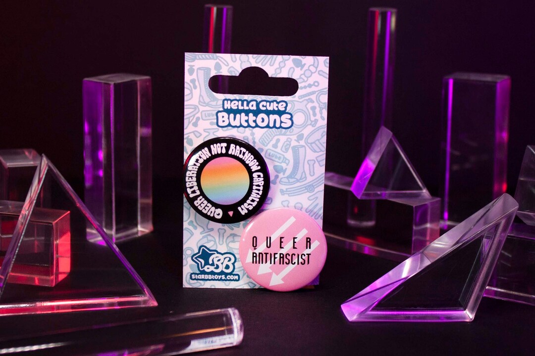 Queer Antifa Queer Liberation Not Rainbow Capitalism Pinback Button Set, Antifascist Leftist ...