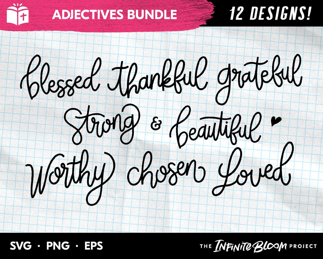 Handwritten Affirmations Bundle VOL.1 / Blessed Thankful Grateful Svg ...