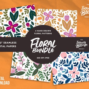 Floral Digital Paper Bundle, Seamless Floral Pattern, for Digital ...