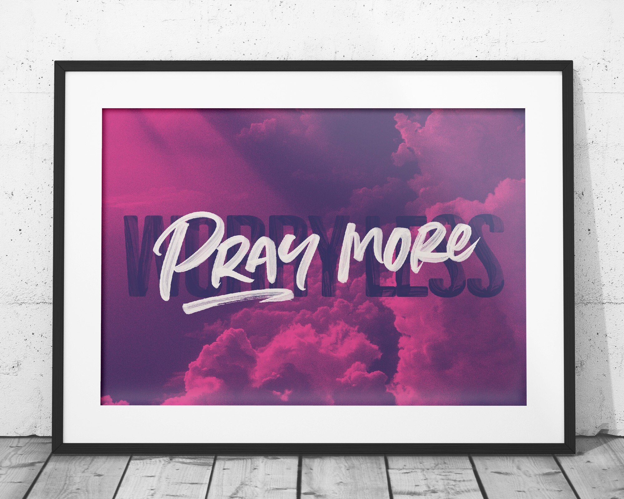 PRAY More WORRY Less Printable Poster / Bible Verse Poster / | Etsy