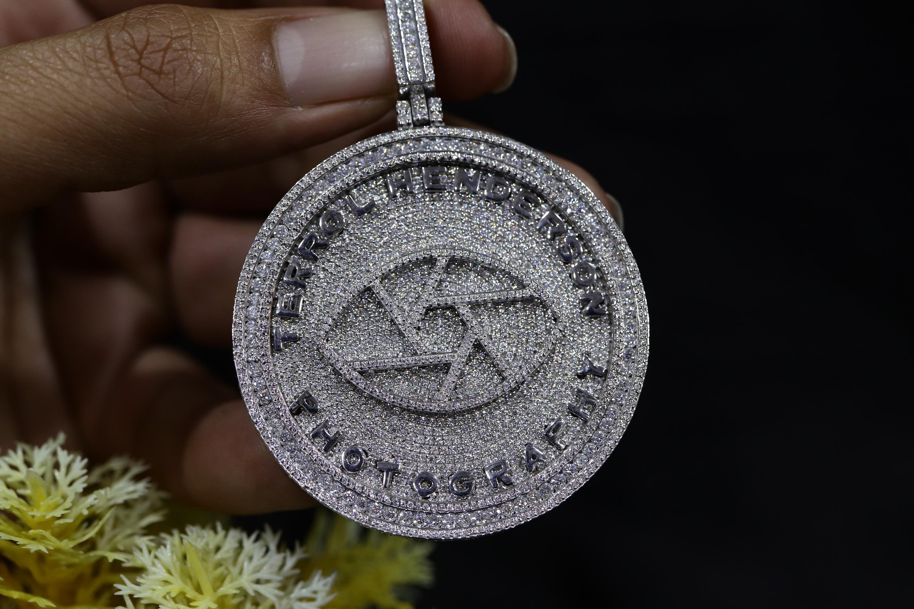 Iced Out Moissanite Medallion Pendant, Gold Plated 925 Silver, Hip Hop ...