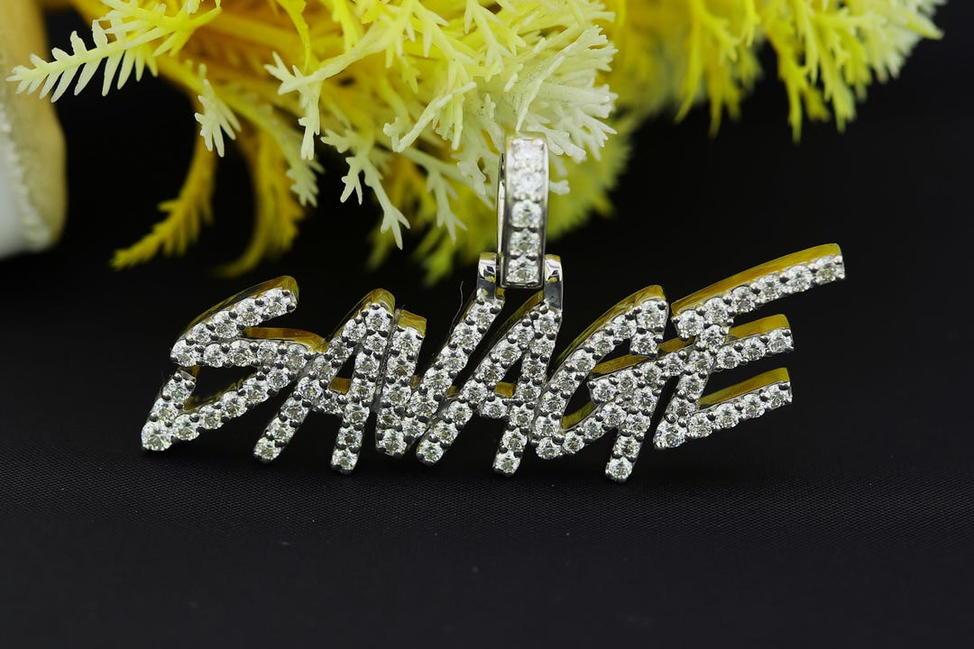 Iced Out Moissanite Letter Pendant: Sterling Silver Hip Hop Chain - Etsy