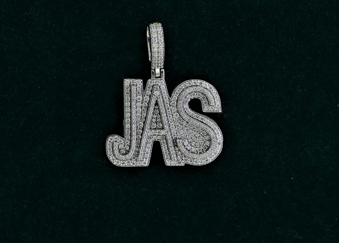 Moissanite Custom Iced Out Letter Pendant Necklace 3D Designs Small Hip ...