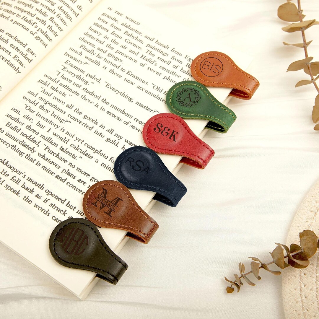Personalized Leather Magnetic Bookmarks, Custom Engraved Leather ...