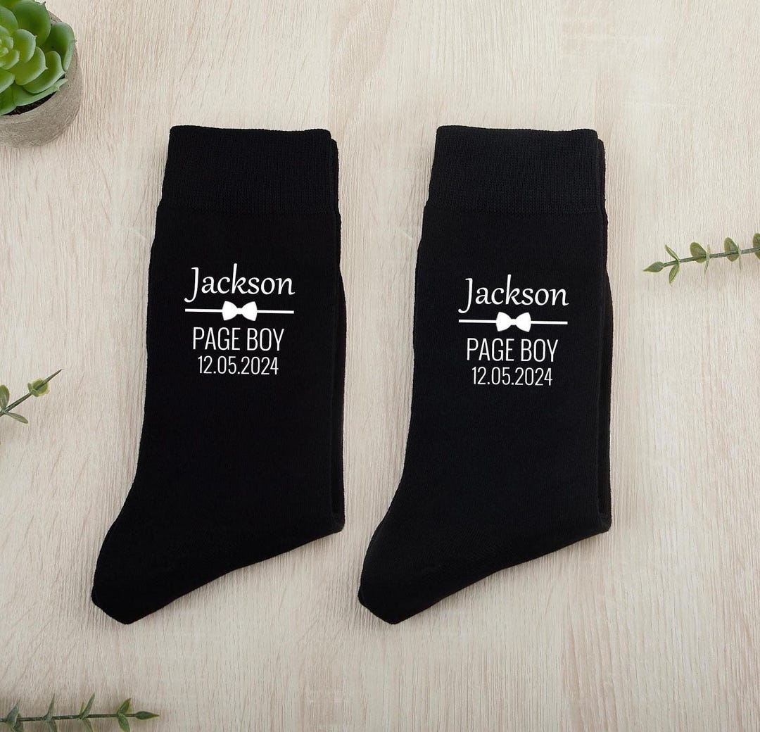 Custom Page Boy Socks, Ring Bearer Socks, Little Usher Socks, Groomsmen ...