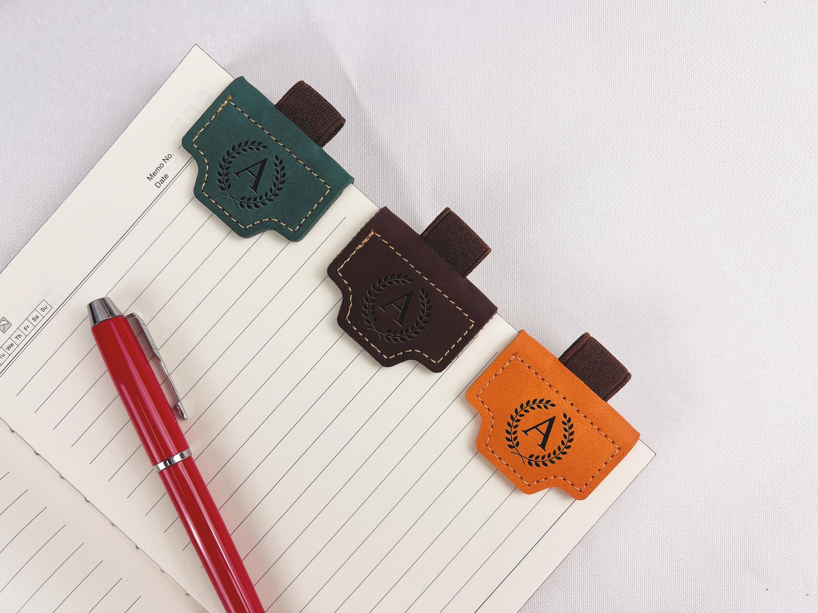 Leather Magnetic Bookmark, Personalized Initials Leather Bookmark ...