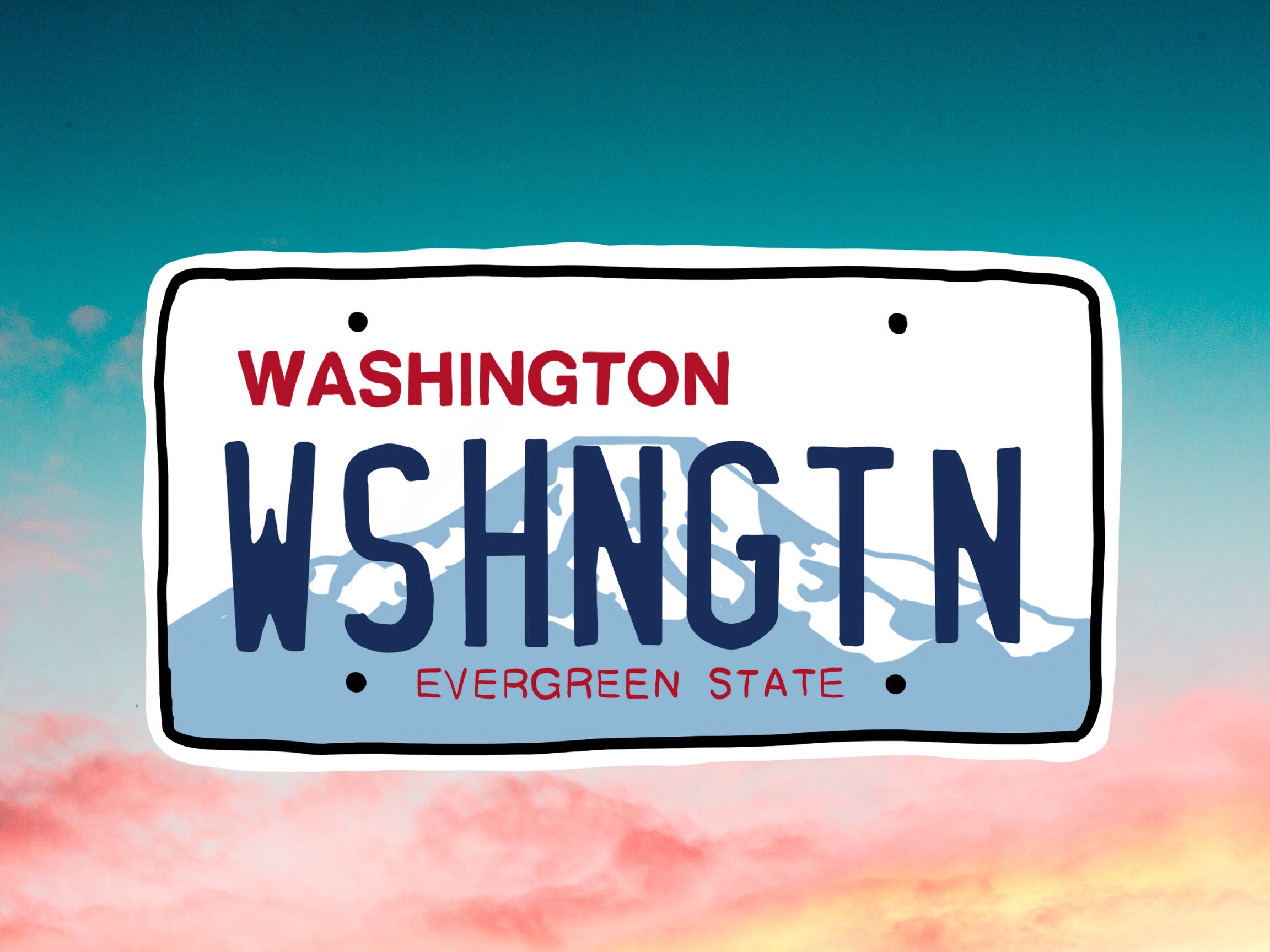 Washington License Plate Vinyl Decal Washington Sticker - Etsy