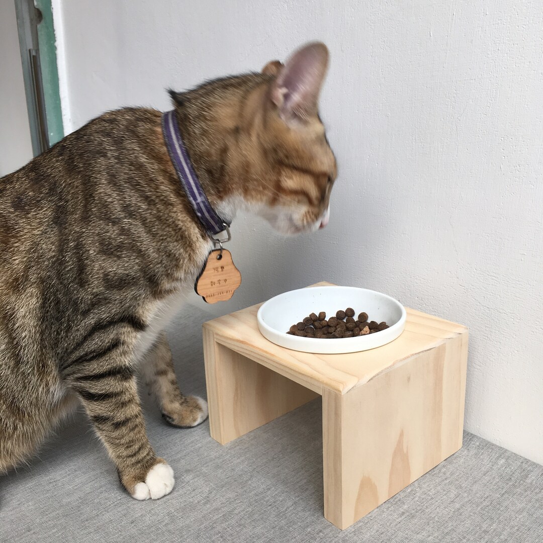 11cm Height Elegant Wooden Bowl Stand for Cats and Small Dogs, Dining ...