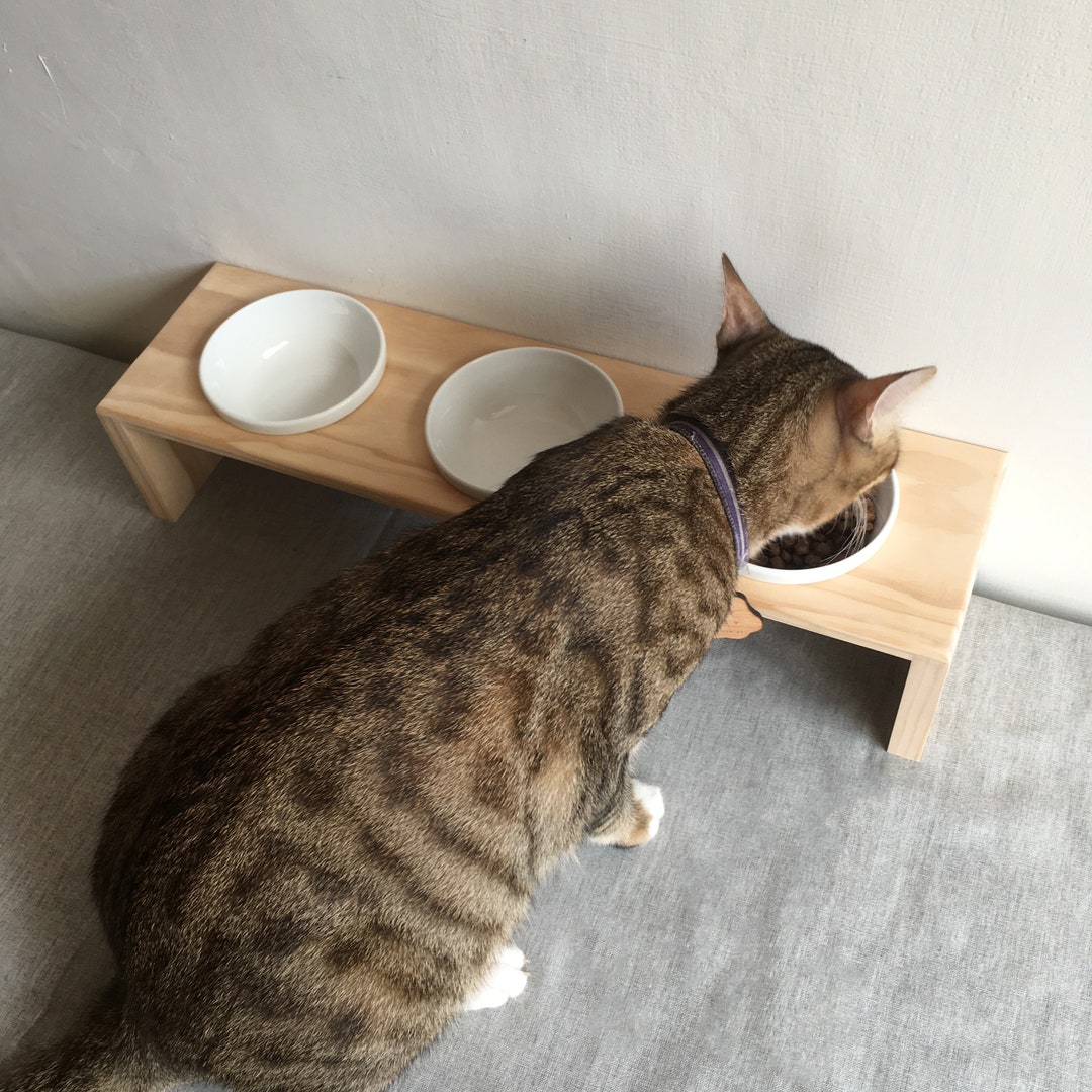 11cm Height Elegant Wooden Bowl Stand for Cats and Small Dogs, Dining ...