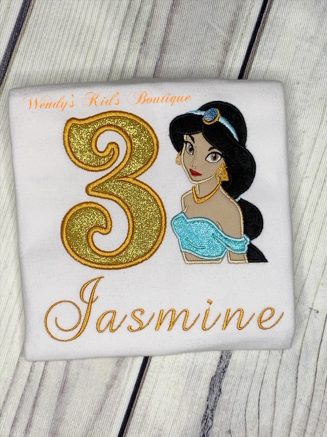 Girl's Princess Jasmine - Embroidered Birthday Shirt - Custom - Etsy