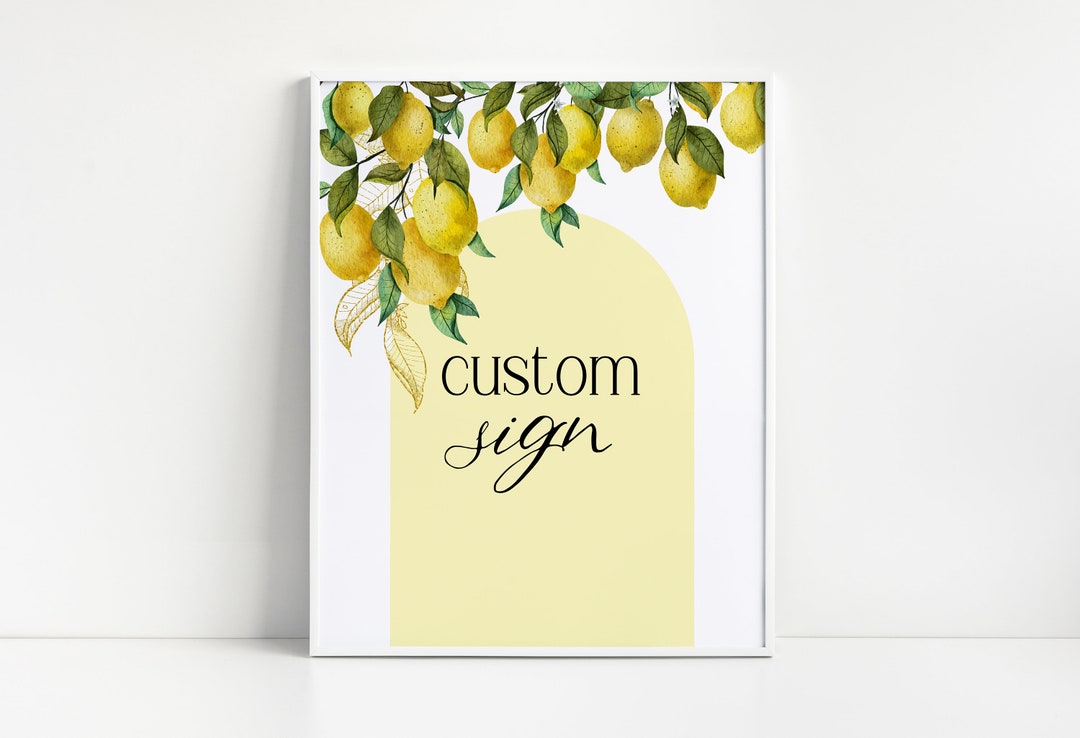 Lemon Editable Custom Sign Template Citrus Baby Shower Birthday Party ...