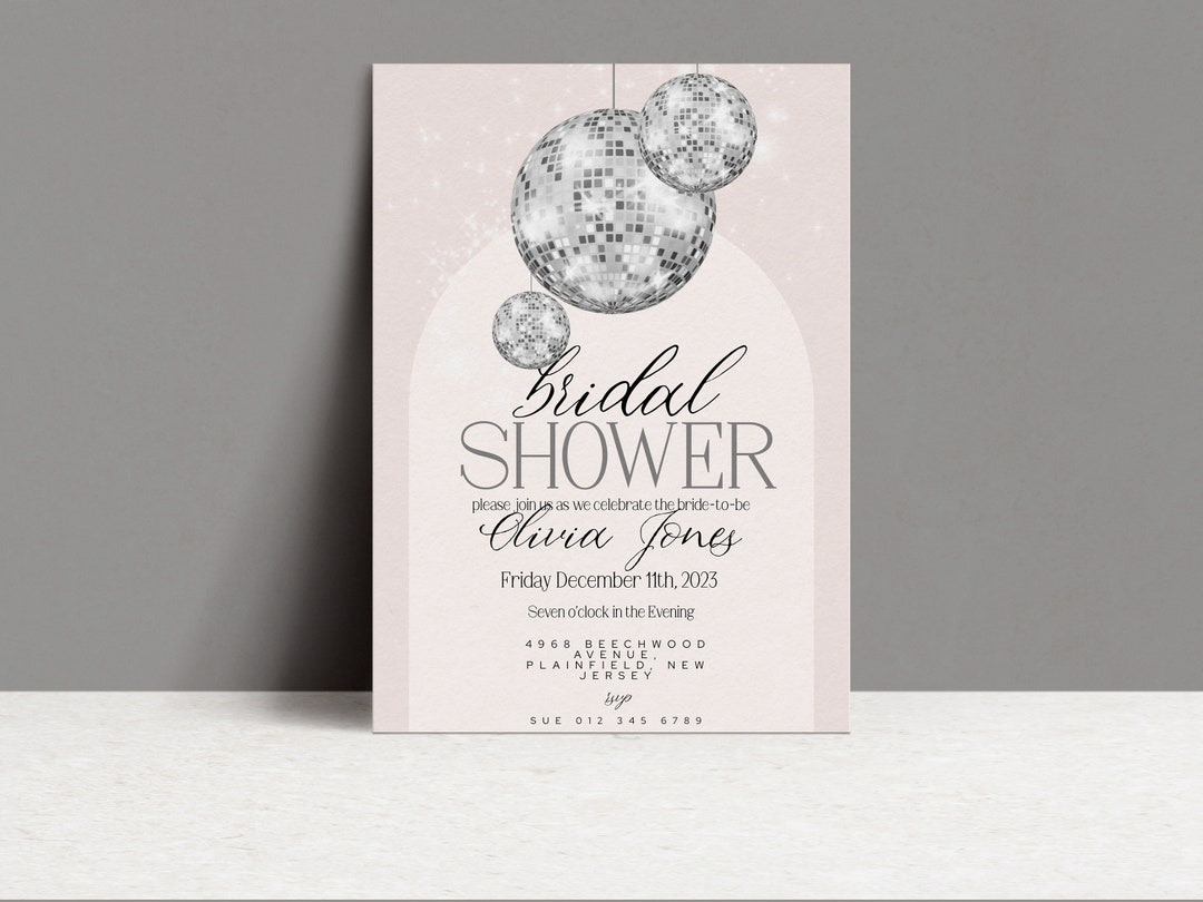 Disco Ball Bridal Shower Invitation Template Editable Printable Bridal ...