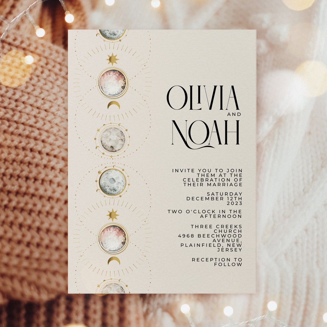 Celestial Wedding Invitation Template Star Moon Printable Invite ...