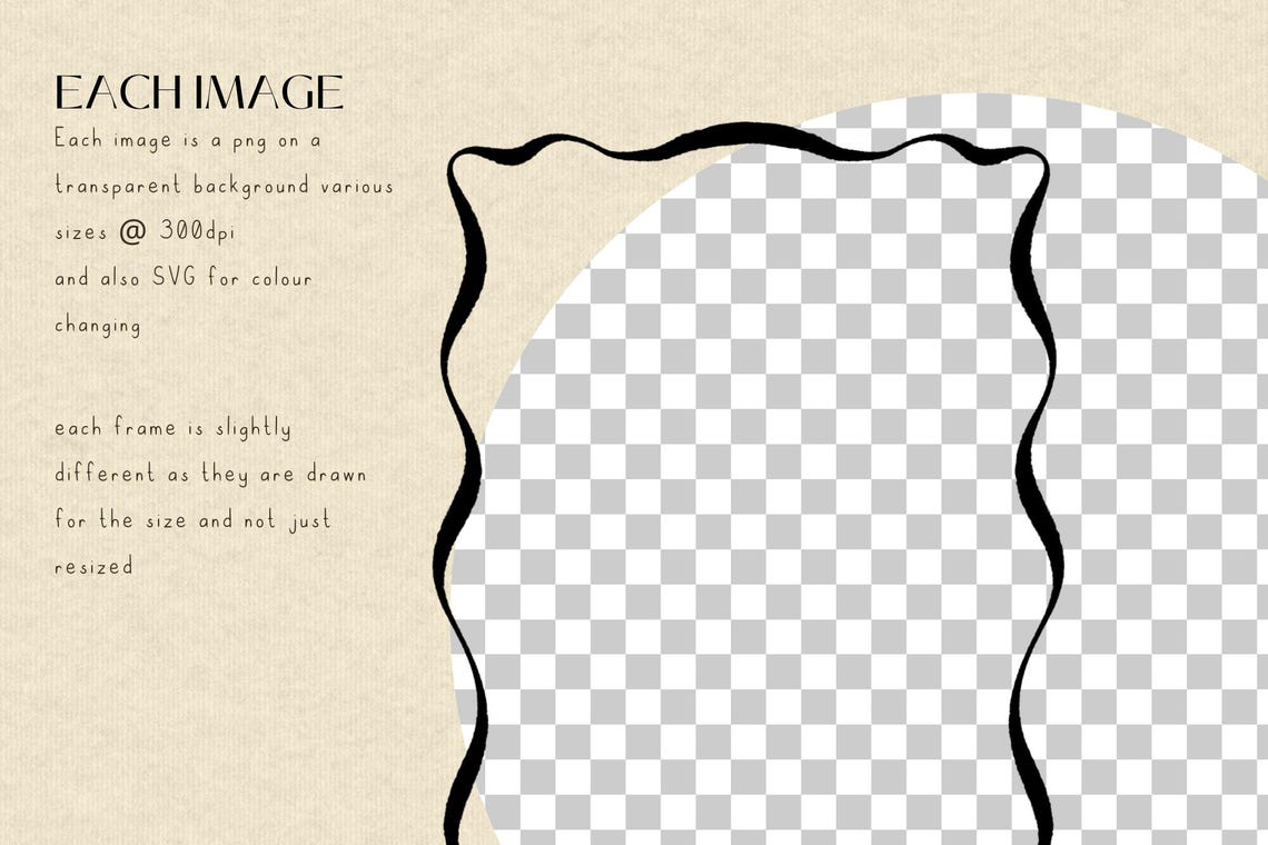 Whimsical Doodle Frame Clipart, Hand Drawn Wavy Frames for Invites PNG ...