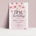 Pink Orchid First Birthday Invitation Tropical Spring Invite Template ...