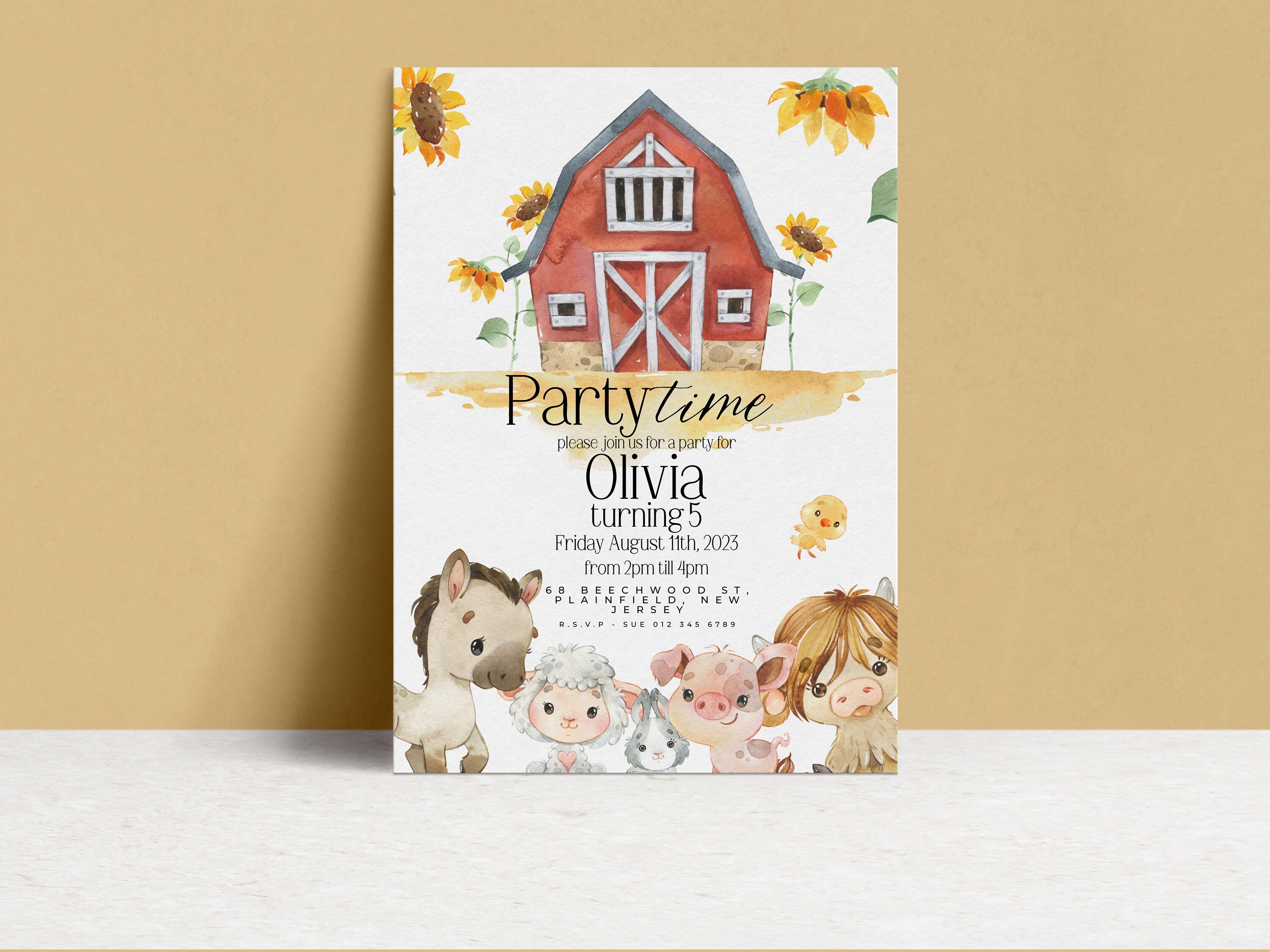 Farmyard Birthday Invitation Red Barn Farm Animals Invite Template Any ...