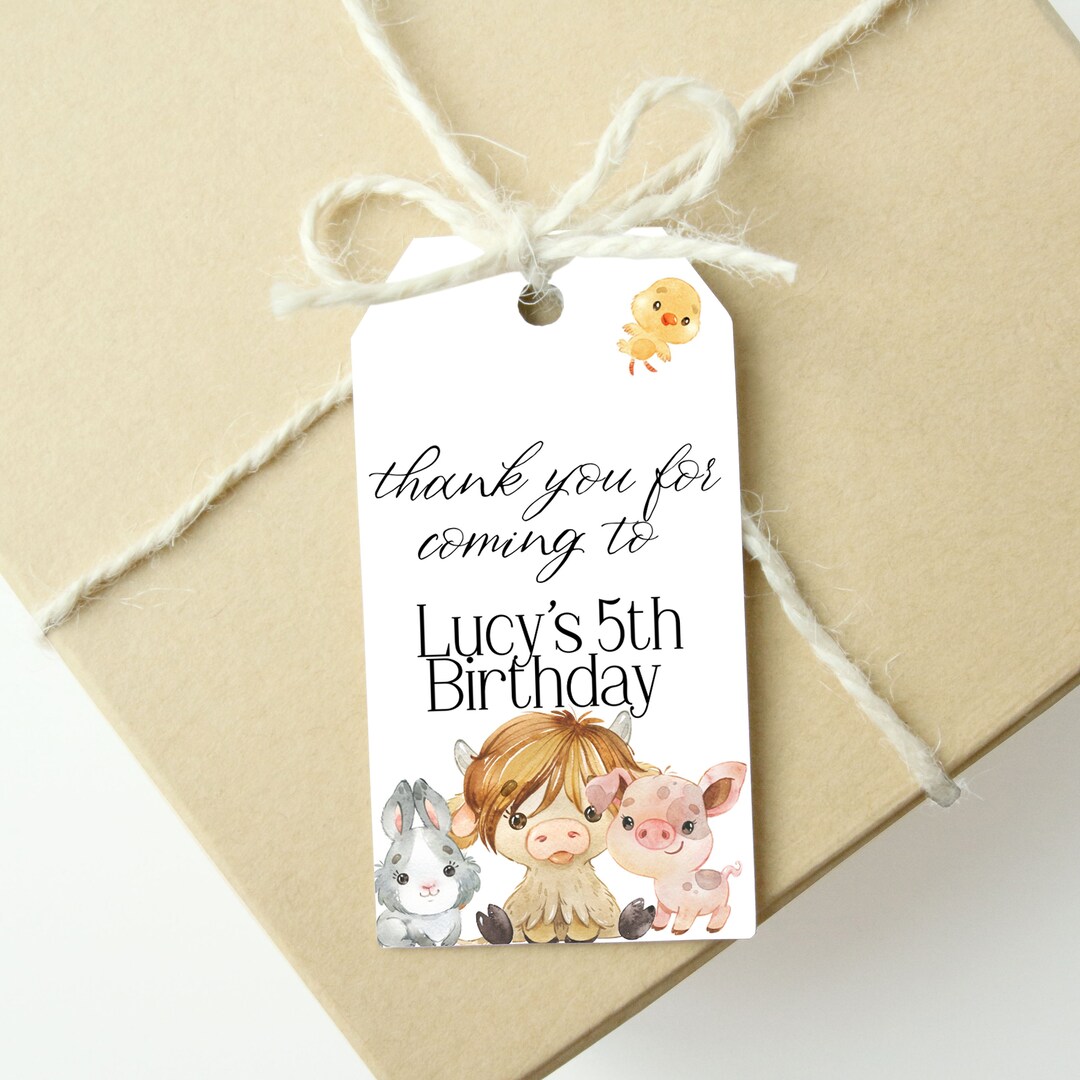 Farm Animals Editable Custom Tag Template Farm Baby Shower Birthday ...