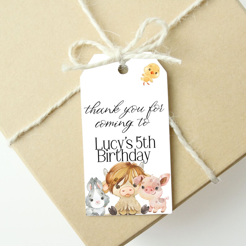 Farm Animals Editable Custom Tag Template Farm Baby Shower Birthday ...
