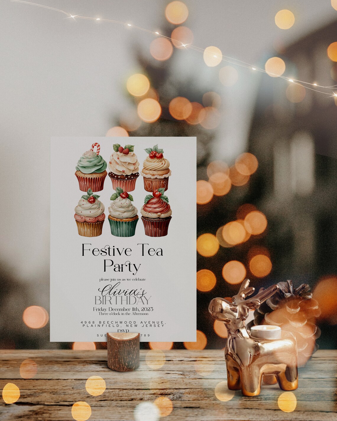 Christmas Tea Party Invitation Editable Template Xmas Afternoon Party ...