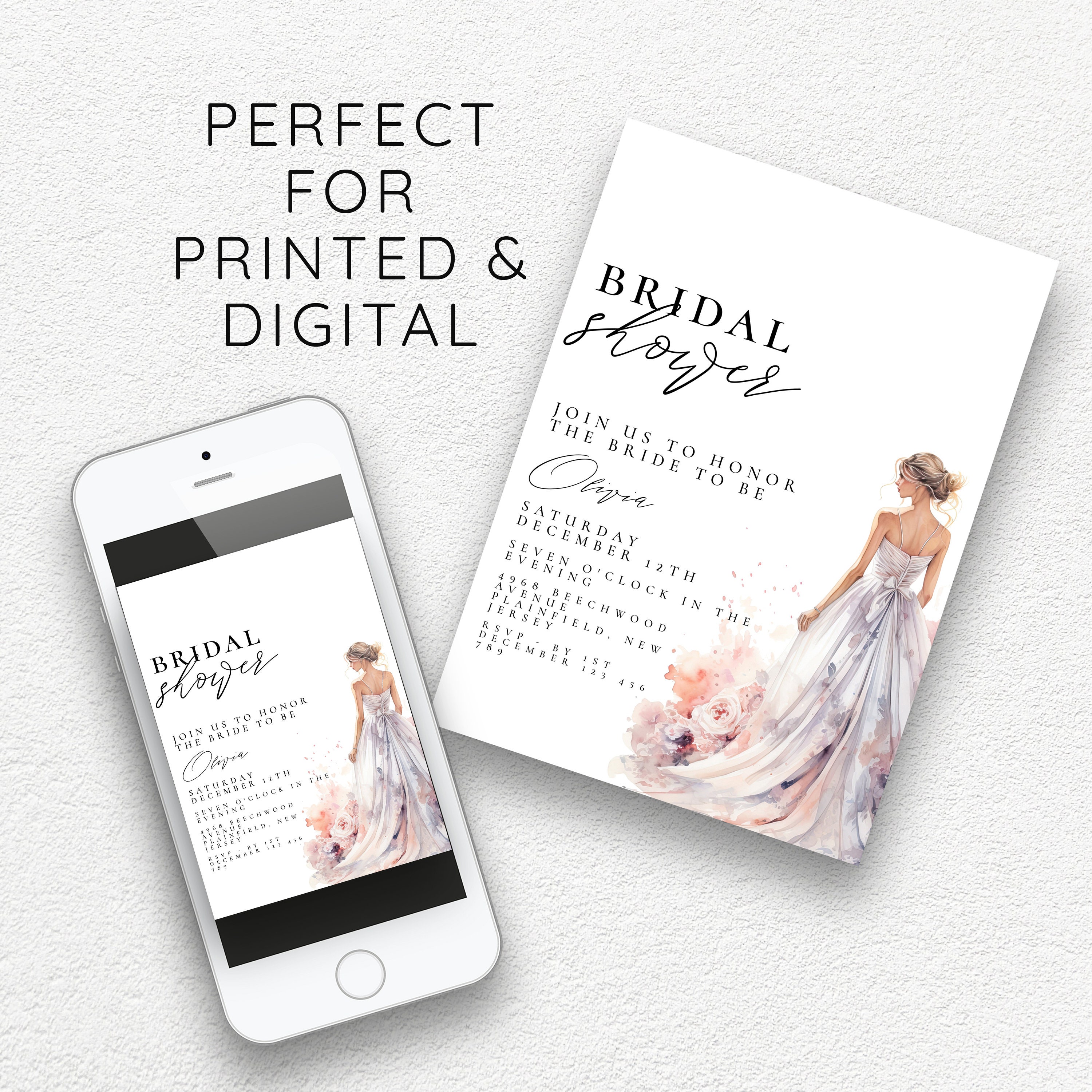 Bridal Shower Dress Invitation Printable Diy Instant Download ...