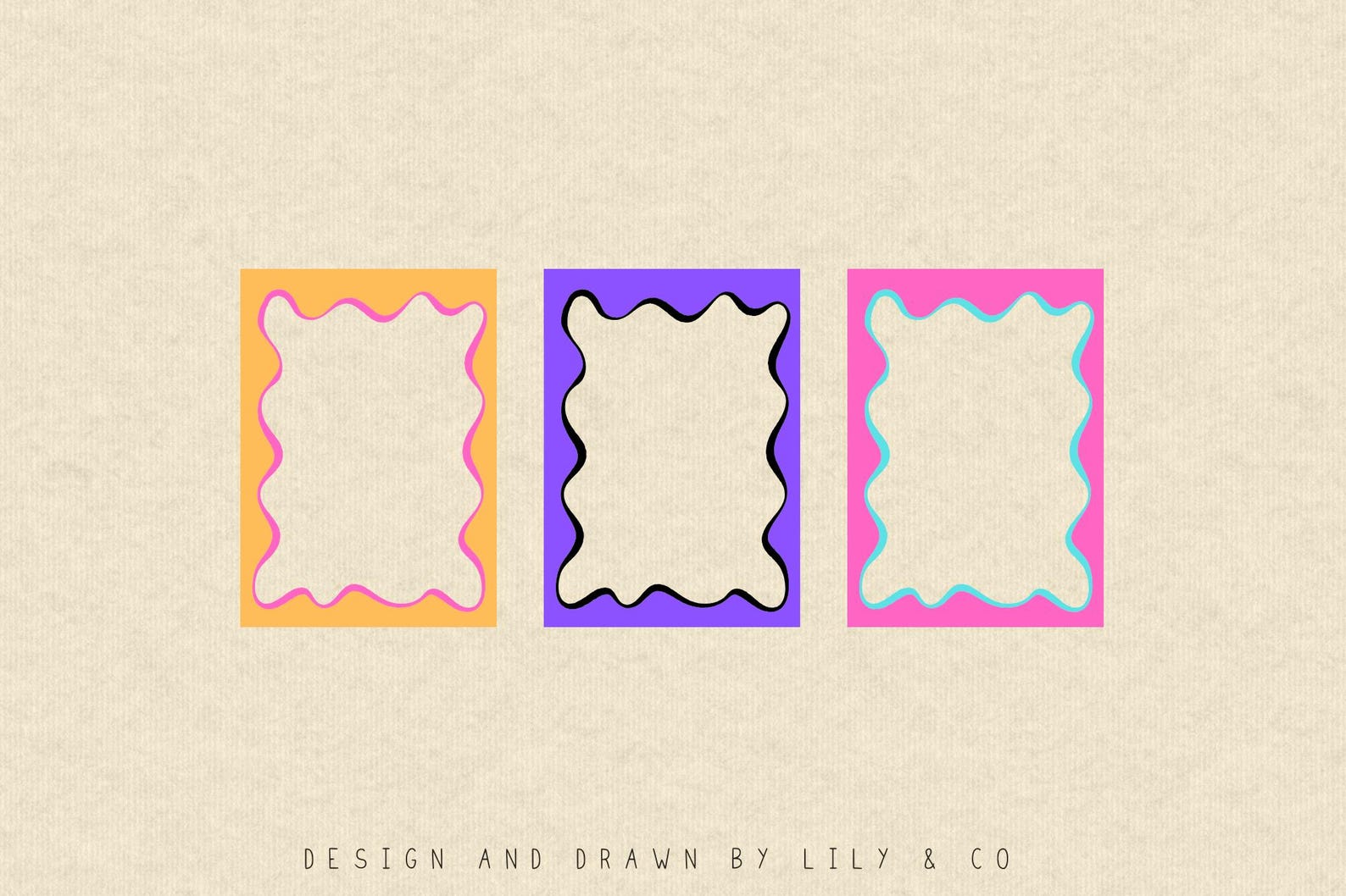 Whimsical Doodle Frame Clipart, Hand Drawn Wavy Frames for Invites PNG ...